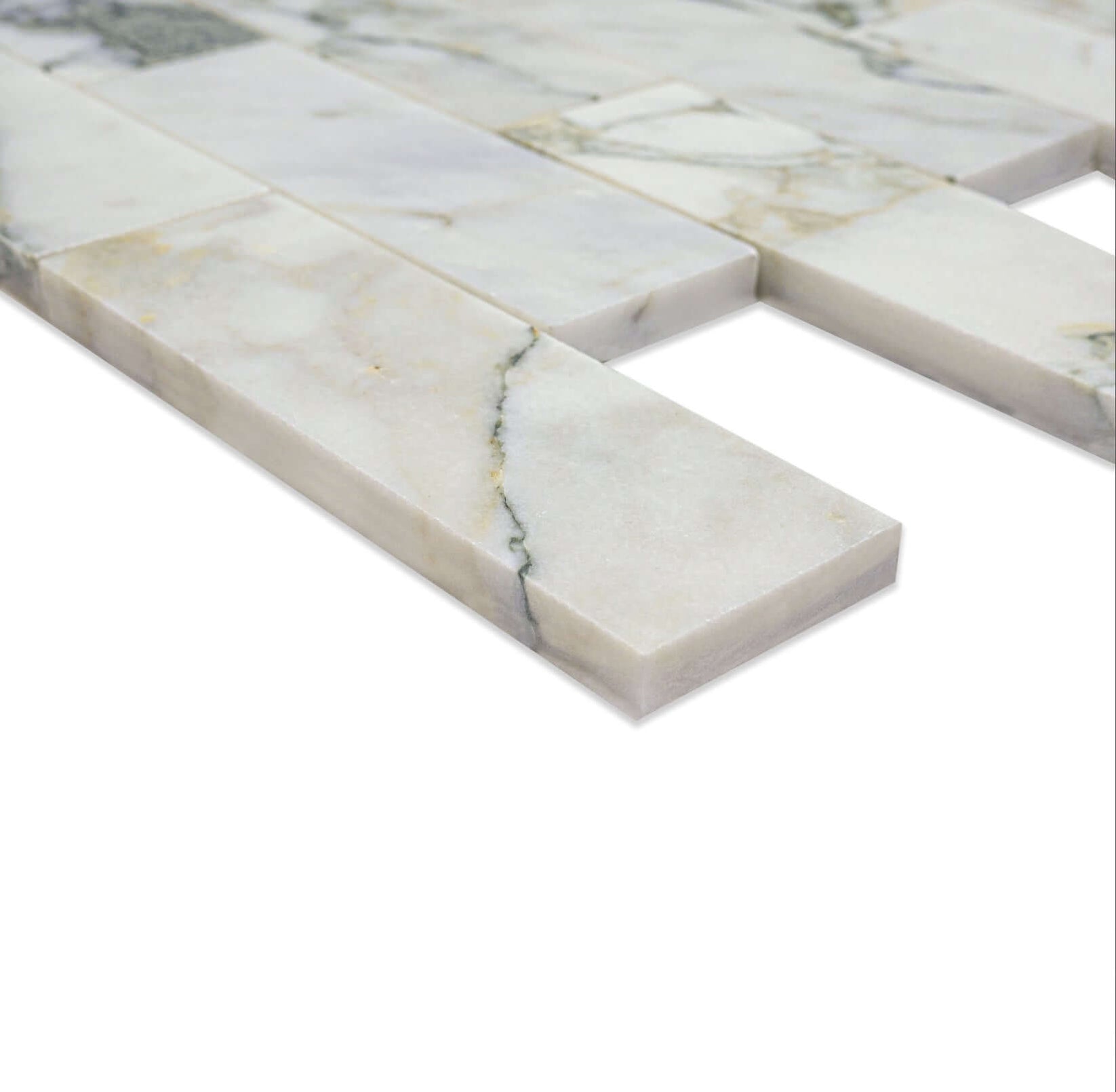 2x6 Calacatta Green Marble Honed Mosaic Tile – Hey Tiles