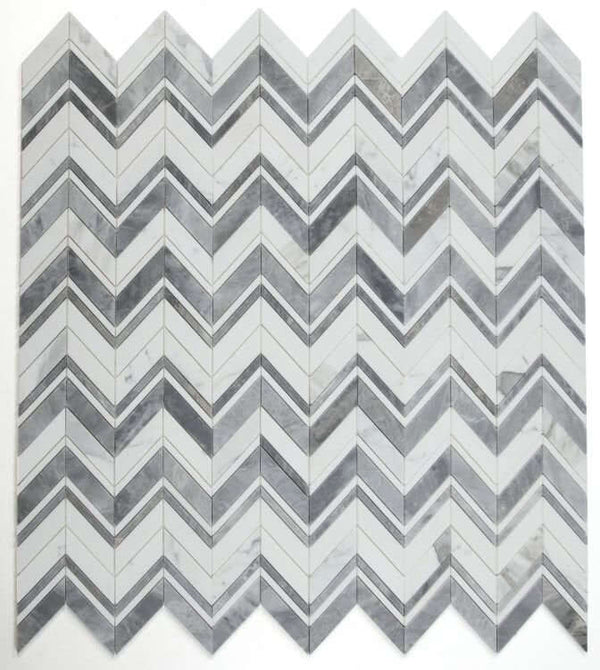 Chevron Ravenna Grey Mosaic Tile | Luxury Marble Design – Hey Tiles