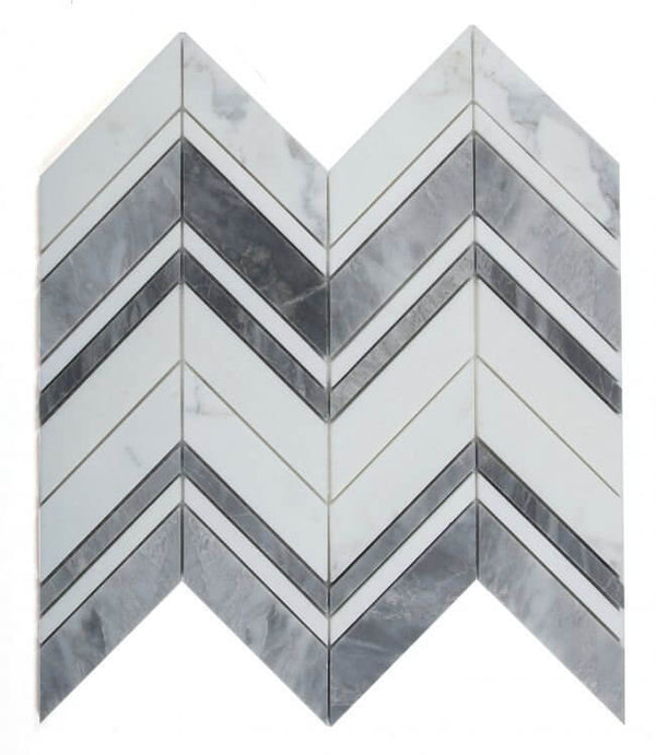 Chevron Ravenna Grey Mosaic Tile | Luxury Marble Design – Hey Tiles