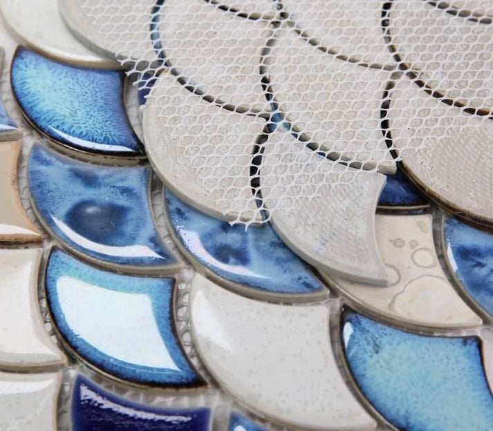 Dragon Scale Blue 10x12 Porcelain Mosaic – Hey Tiles