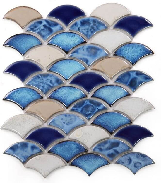 Dragon Scale Blue 10x12 Porcelain Mosaic – Hey Tiles