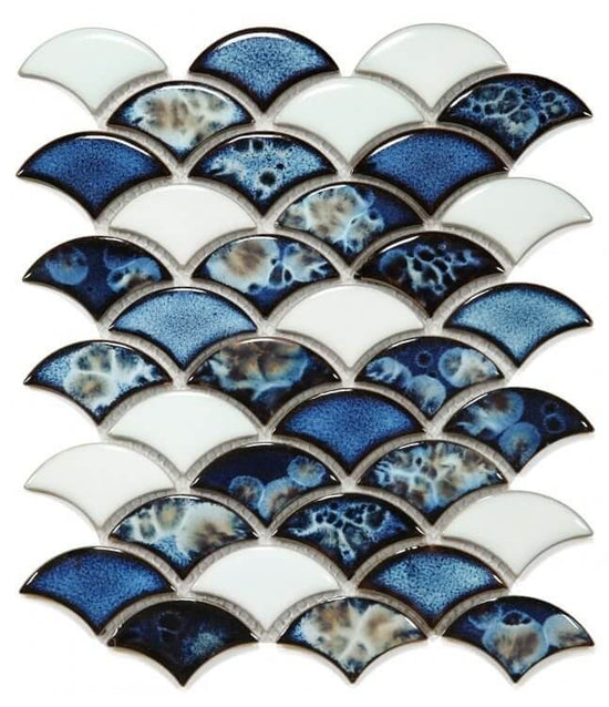 Dragon Scale Ocean Mosaic 9.75x12 - Pool Rated Tile – Hey Tiles