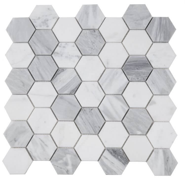 Hexagon Dusk 2x2 Marble Mosaic Tile – Hey Tiles