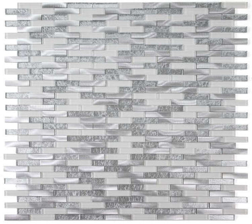 Linear Metallic Silver Mosaic 11.75x11.75 – Hey Tiles