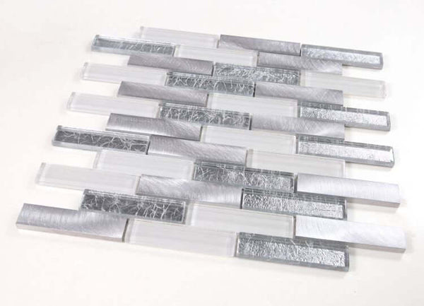 Linear Metallic Silver Mosaic 11.75x11.75 – Hey Tiles