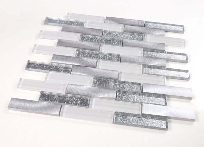 Linear Metallic Silver Mosaic 11.75x11.75 – Hey Tiles