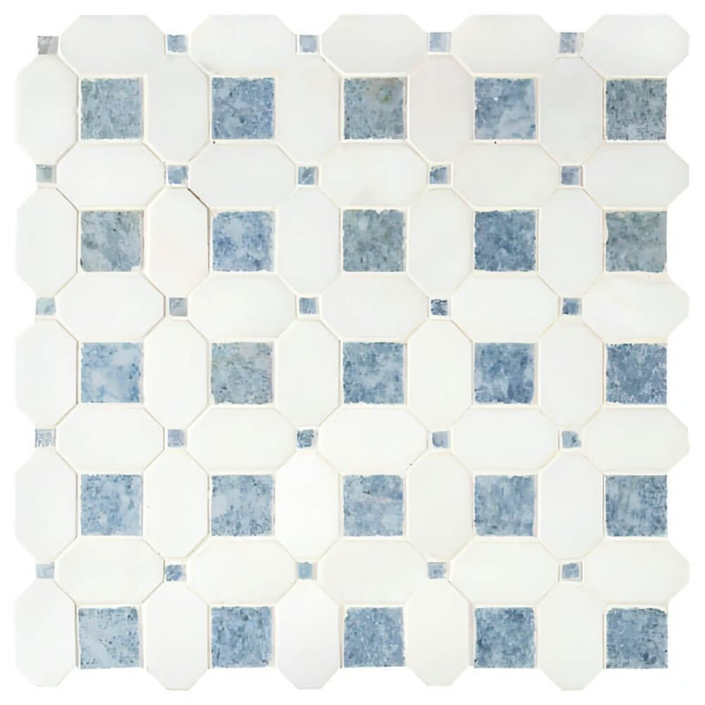 Thassos White + Azula Hatchwork 12X12 Polished Marble Mosaic Tile - Hey ...