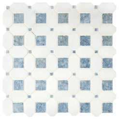 Thassos White + Azula Hatchwork 12X12 Polished Marble Mosaic Tile - Hey ...