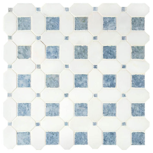 Thassos White + Azula Hatchwork 12X12 Polished Marble Mosaic Tile - Hey ...