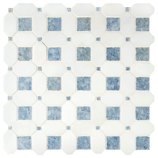 Thassos White + Azula Hatchwork 12X12 Polished Marble Mosaic Tile - Hey ...