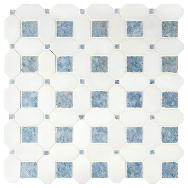 Thassos White + Azula Hatchwork 12X12 Polished Marble Mosaic Tile - Hey ...