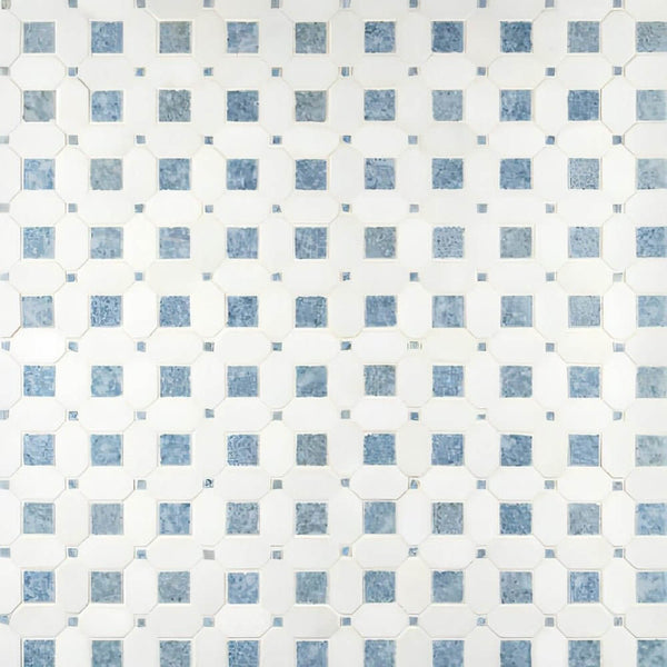 Thassos White + Azula Hatchwork 12X12 Polished Marble Mosaic Tile - Hey ...