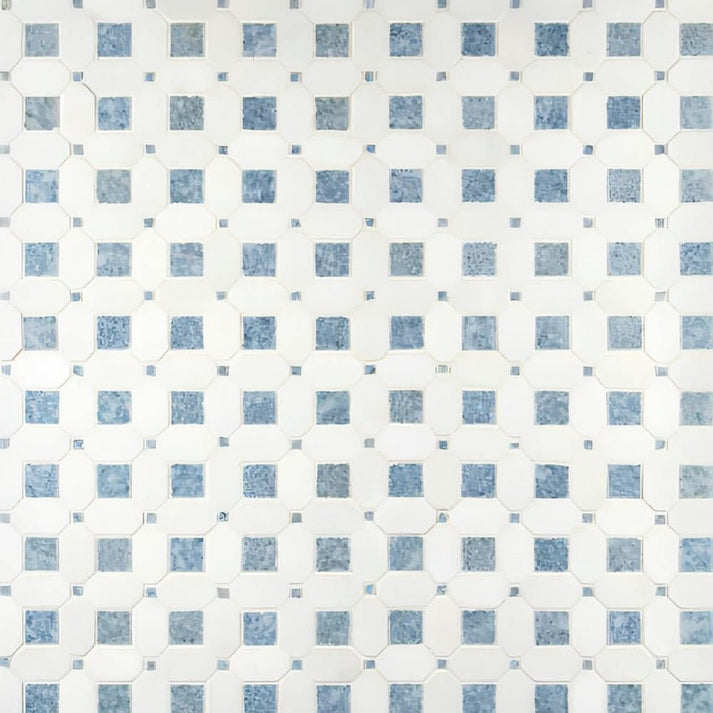 Thassos White + Azula Hatchwork 12X12 Polished Marble Mosaic Tile - Hey ...