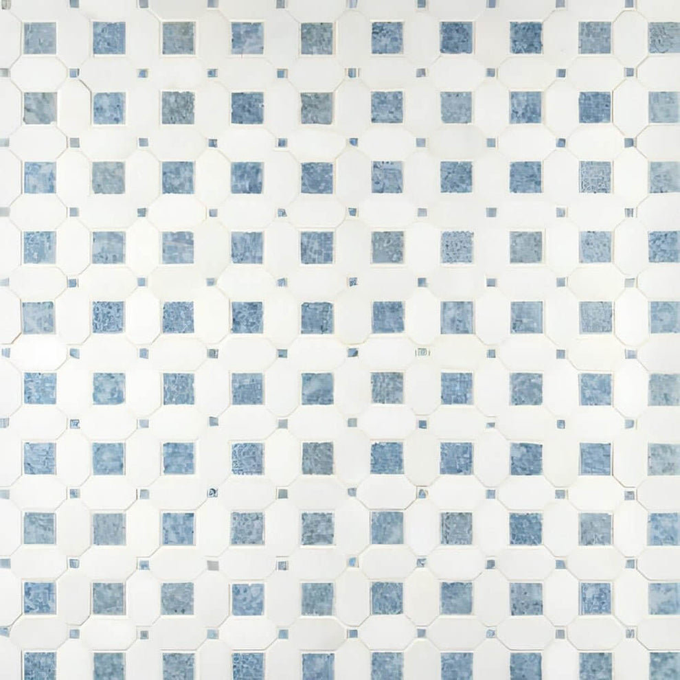 Thassos White + Azula Hatchwork 12X12 Polished Marble Mosaic Tile - Hey ...