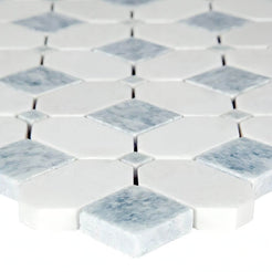 Thassos White + Azula Hatchwork 12X12 Polished Marble Mosaic Tile - Hey ...