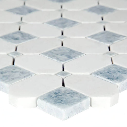 Thassos White + Azula Hatchwork 12X12 Polished Marble Mosaic Tile - Hey ...