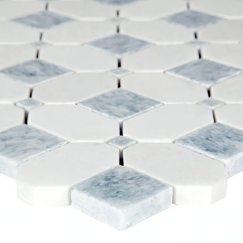 Thassos White + Azula Hatchwork 12X12 Polished Marble Mosaic Tile - Hey ...