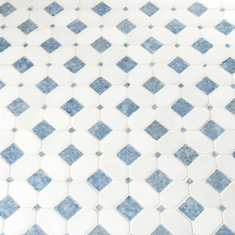 Thassos White + Azula Hatchwork 12X12 Polished Marble Mosaic Tile - Hey ...
